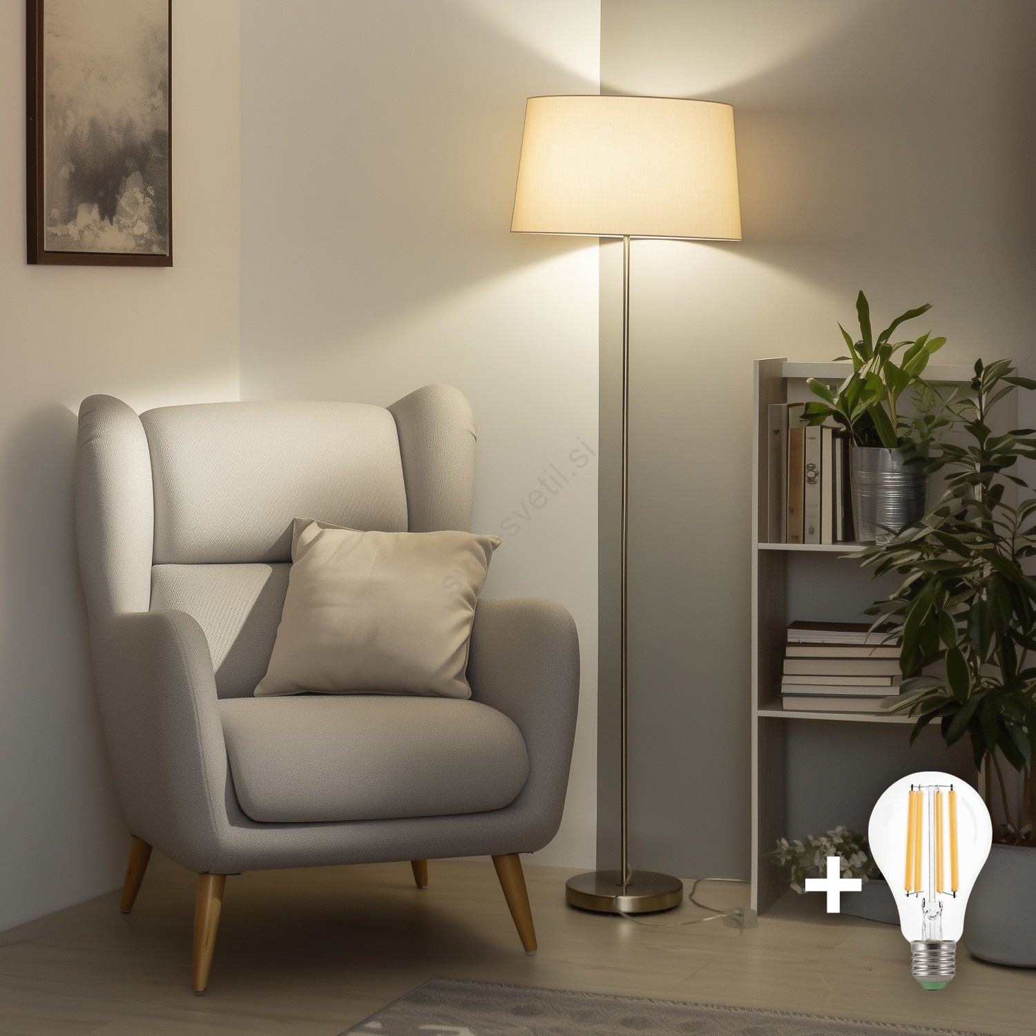 Brilagi - LED stoječa svetilka CERIA, 1xE27/40W/230V, Ø 45 cm, bež ...