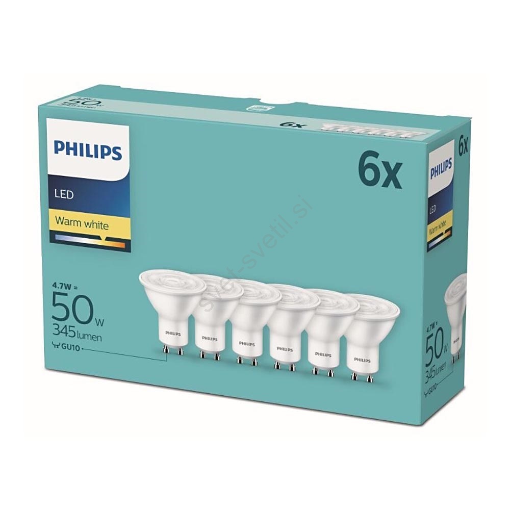 KOMPLET 6x LED Žarnica Philips GU10/4,7W/230V 2700K | Svet svetil