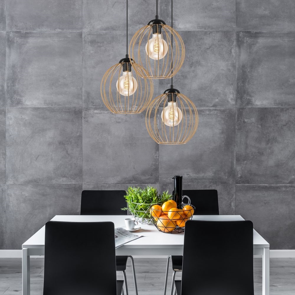 Lestenec na vrvici ZOYA 3xE27/60W/230V medenina | Svet svetil