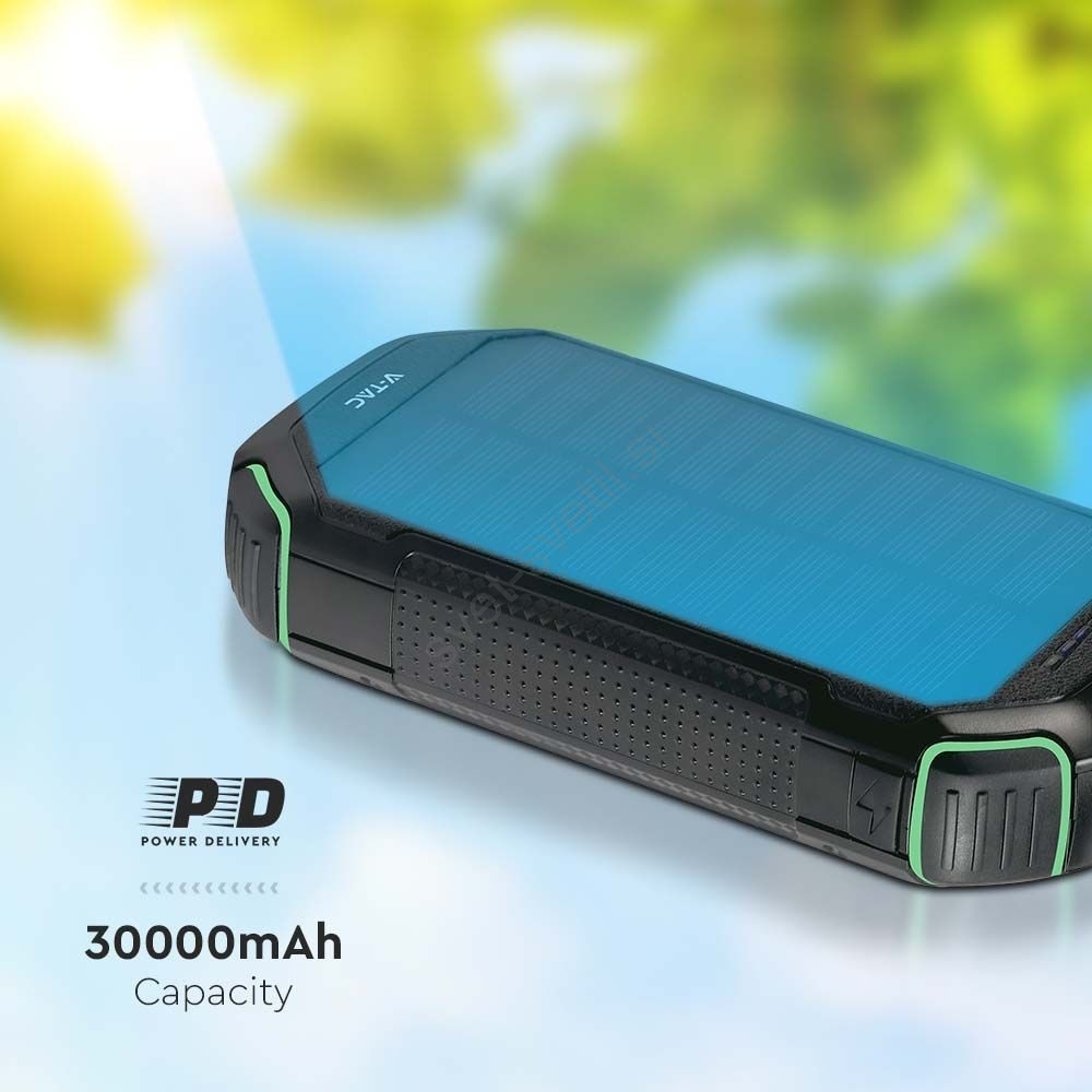 Power Bank solarni z lučko Power Delivery 30000mAh/20W/5V črna | Svet ...